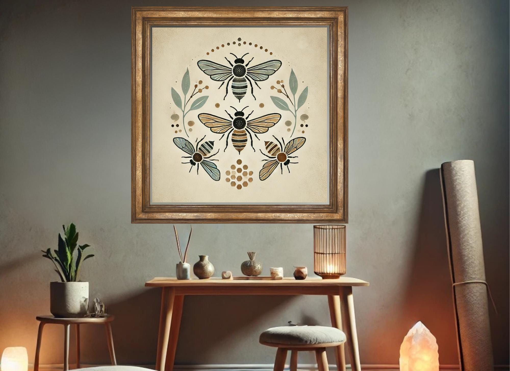 Bee Wall Art | Digital Download | Boho Honeybee Print Minimalist ...