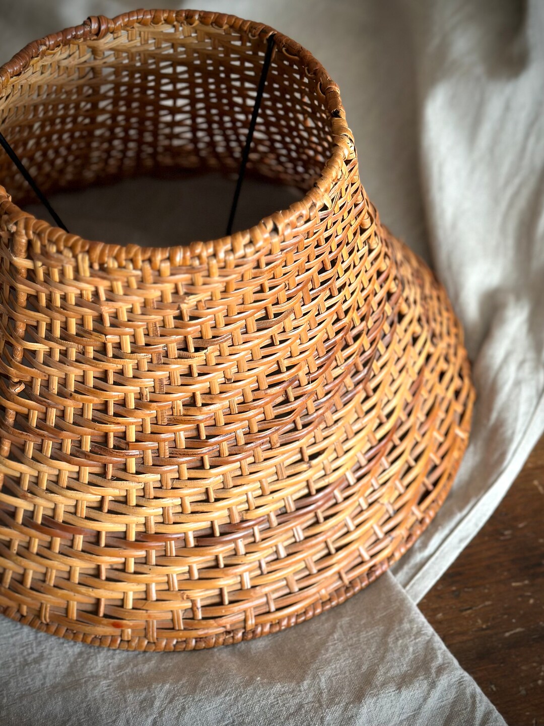 Vintage Wicker Lamp Shade - Etsy