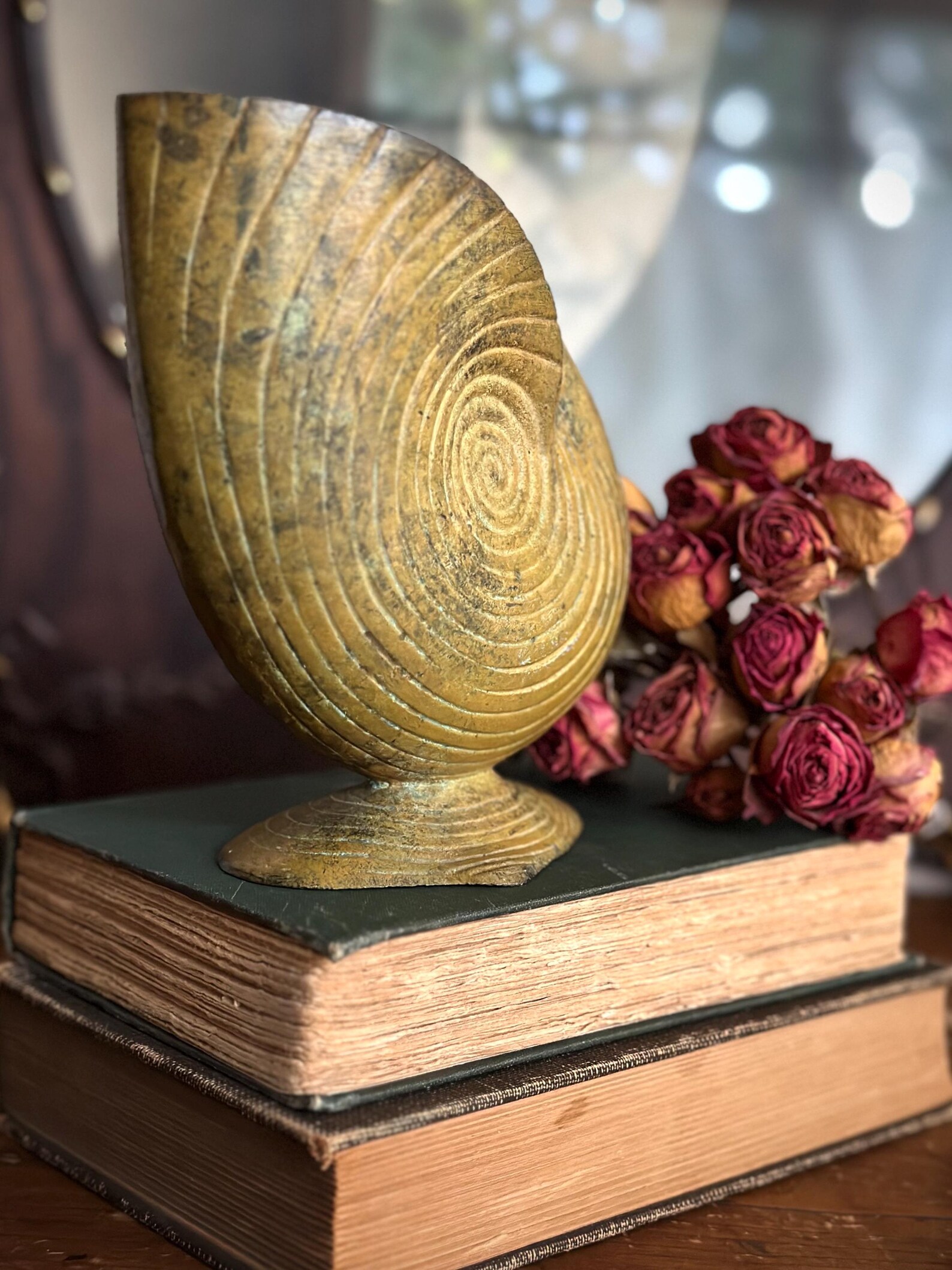 Vintage Verdigris Nautilus Shell Brass/ Bronze Vase - Etsy