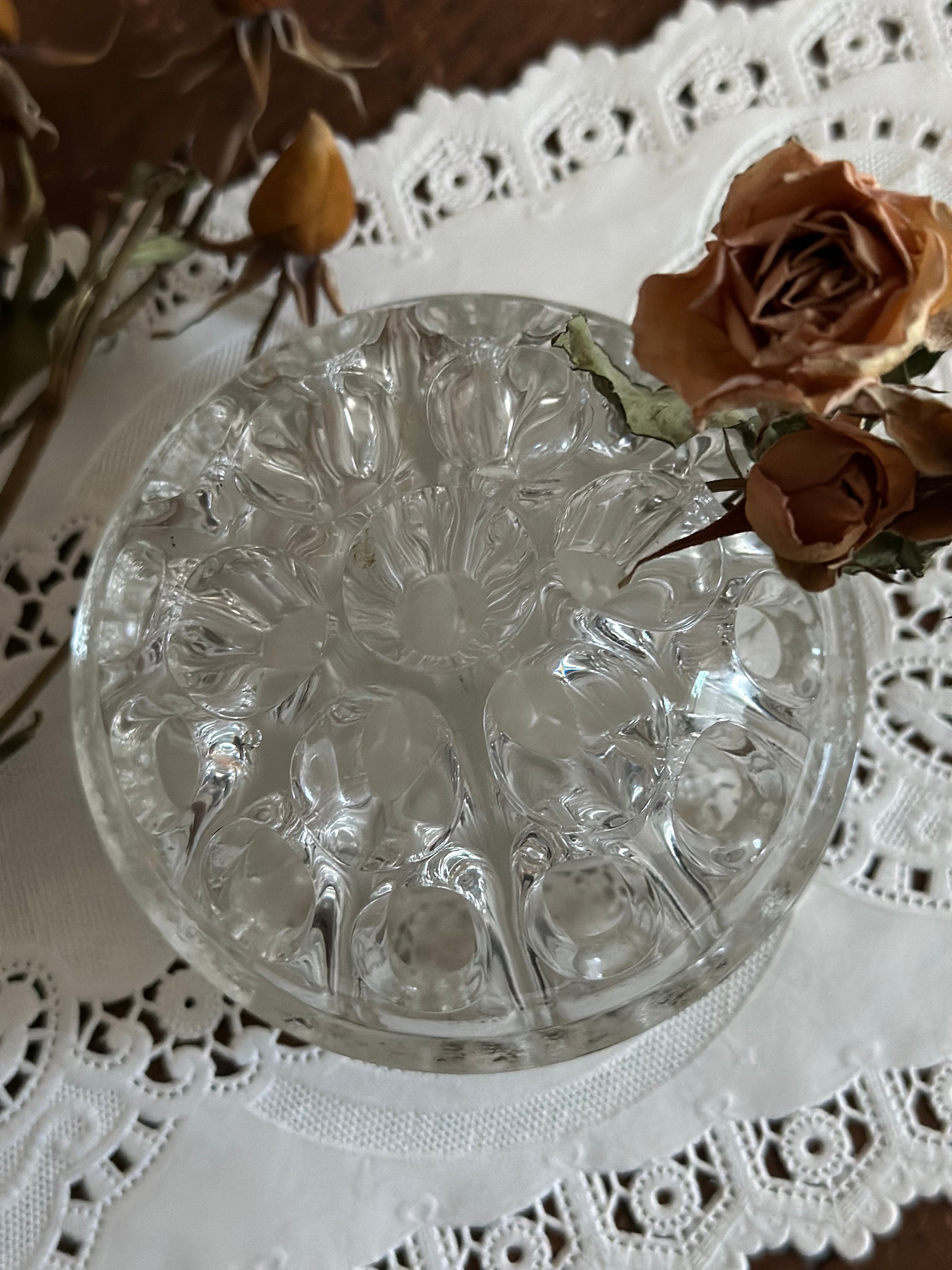 Large Antique French Glass Flower Frog - Etsy