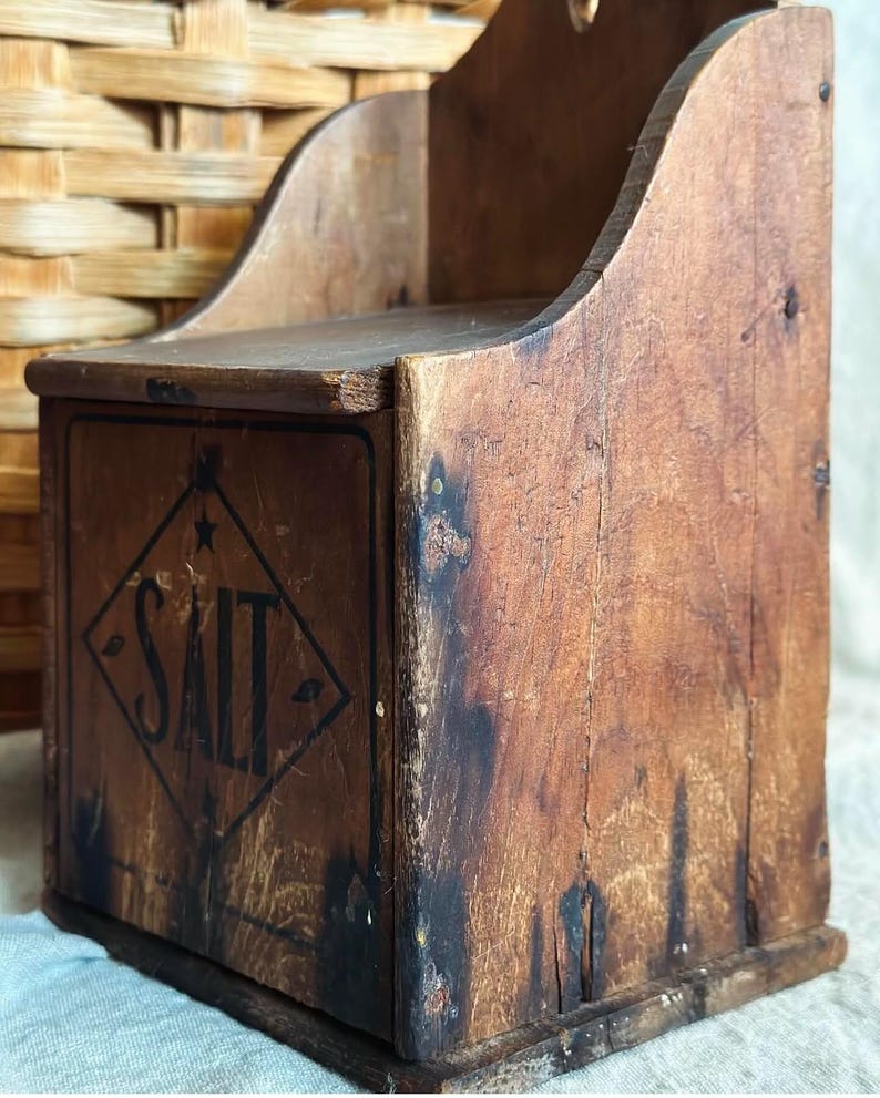 Antique Wood Salt Box - Etsy