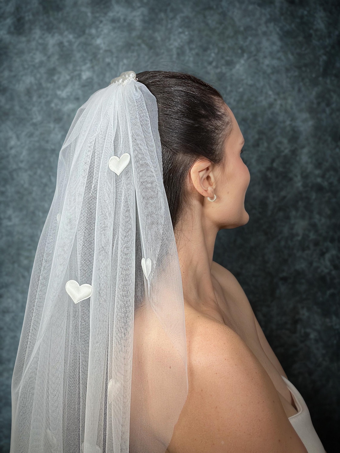 Heart Bridal Veil, Satin Hearts, Hen Party Veil - Etsy