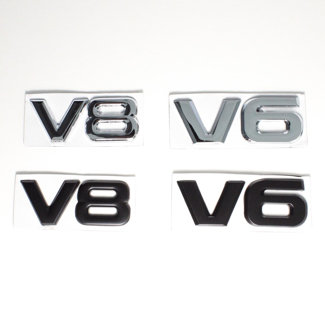 V6 V8 Chrome Car Emblem | Peel & Stick Auto Decal - Etsy