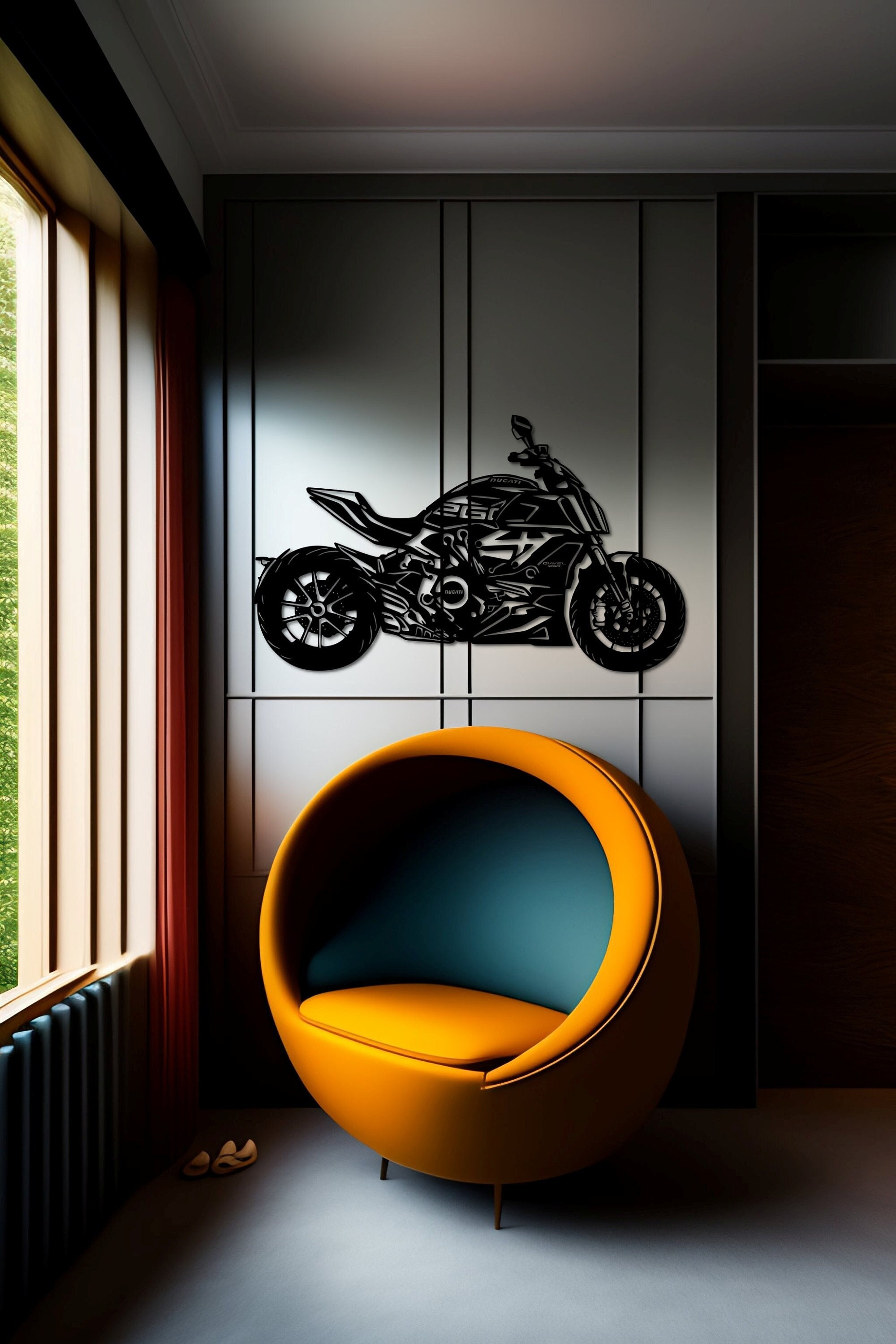 Motorcycle Wall Art, Metal Motorbike Wall Decor, Living Room, Bedroom ...