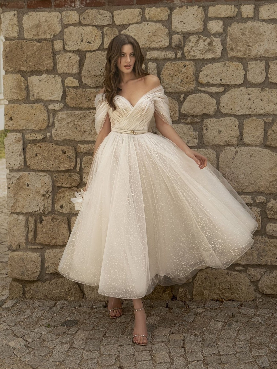 Vintage Tea Length Dress White Shiny Tulle Dress - Etsy