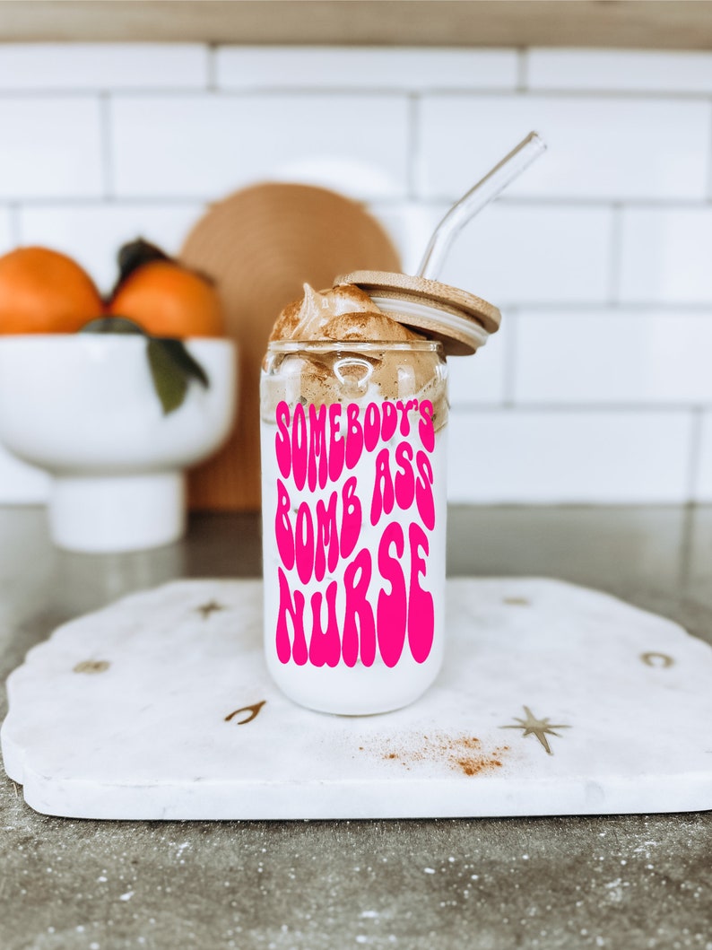 Nurse Glass Can, Nurse Mug, Iced Coffee Glass, Can Shaped Glass, Nurse ...