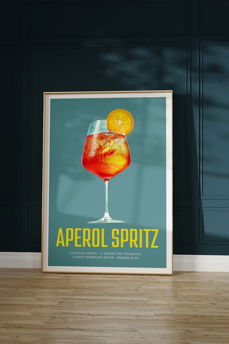 Aperol Spritz Print, Aperol Spritz Poster, Retro Cocktail Wall Print ...