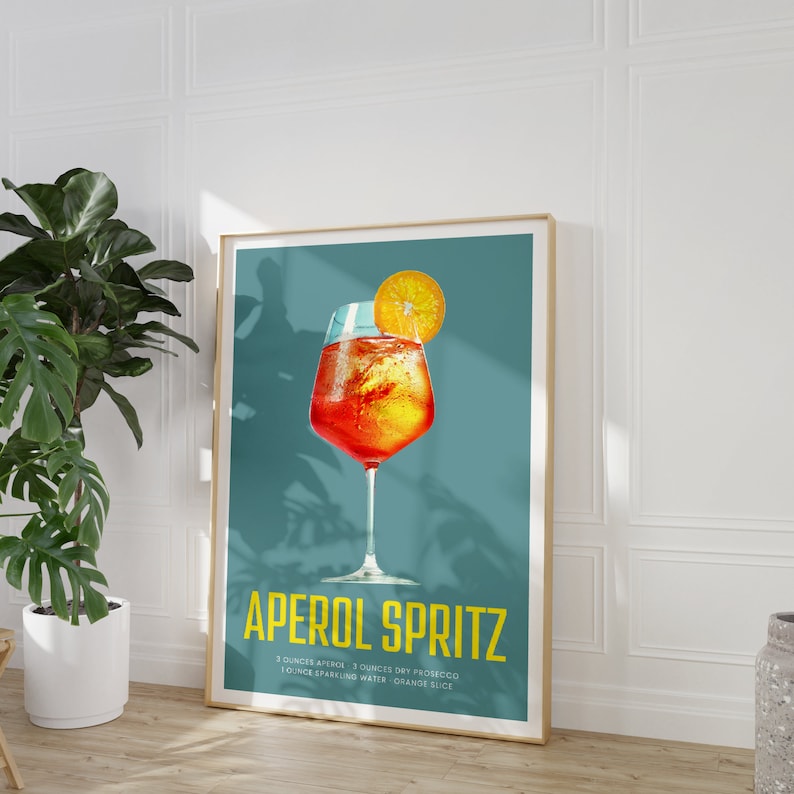 Aperol Spritz Print, Aperol Spritz Poster, Retro Cocktail Wall Print ...