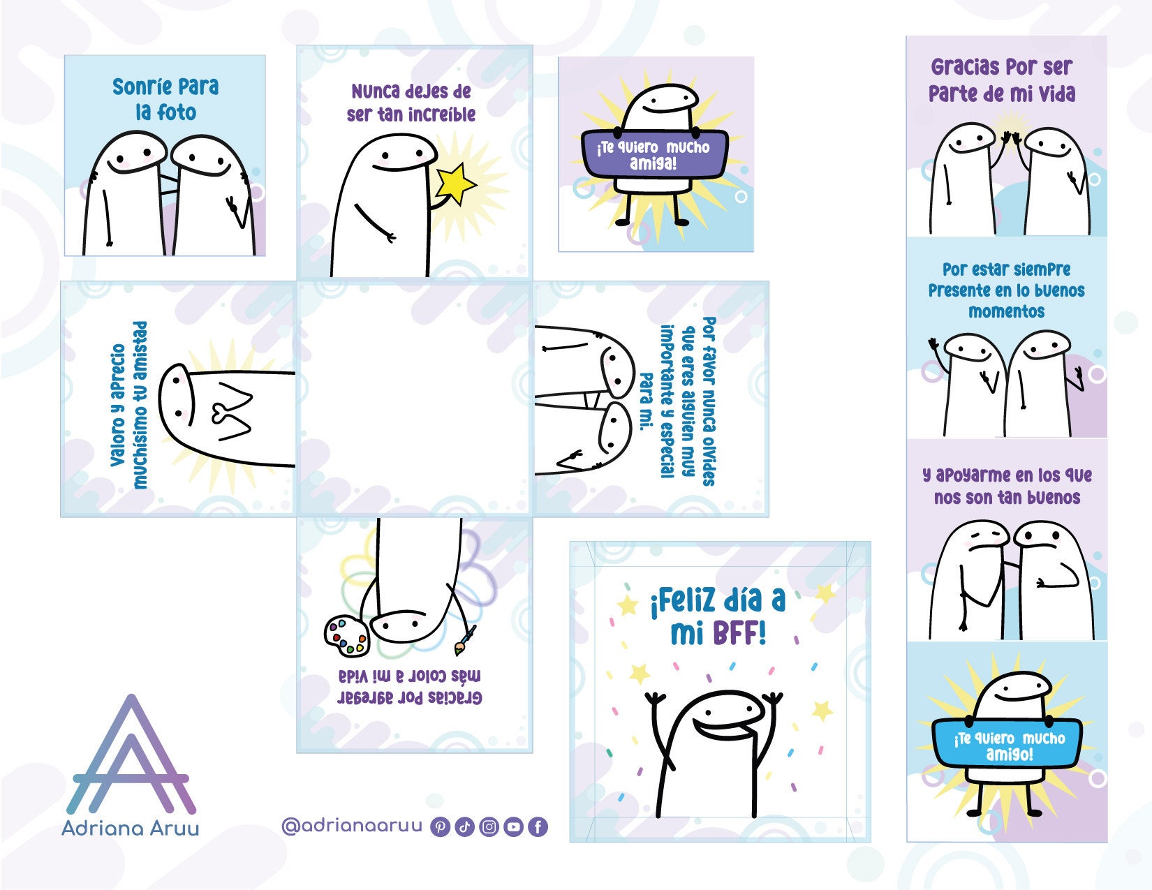 Mini Friendship Box With Flork letter Size Template - Etsy