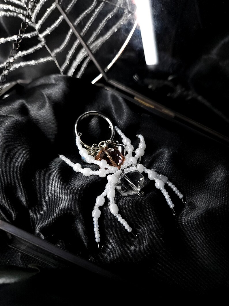 Pink Pearl Beaded Spider Keychain | Gothic Gifts, Goth Keychains ...