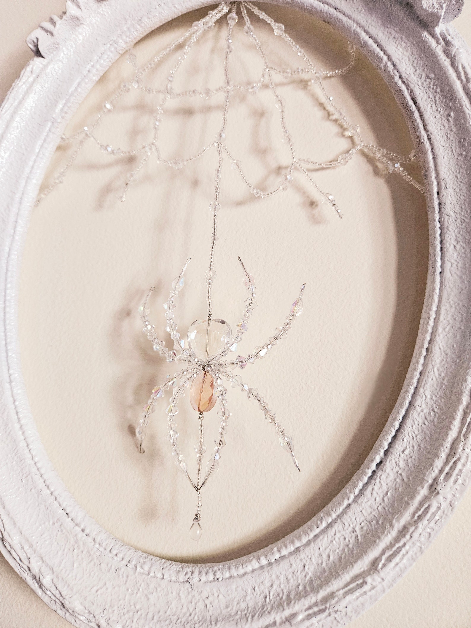 Pink Heart Beaded Spider Web Frame Wall Art | Gothic Wall Art, Witchy ...