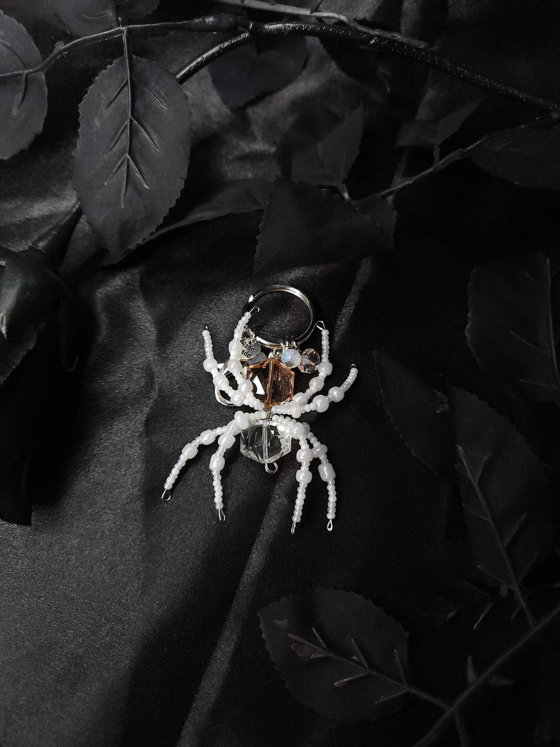 Pink Pearl Beaded Spider Keychain | Gothic Gifts, Goth Keychains ...