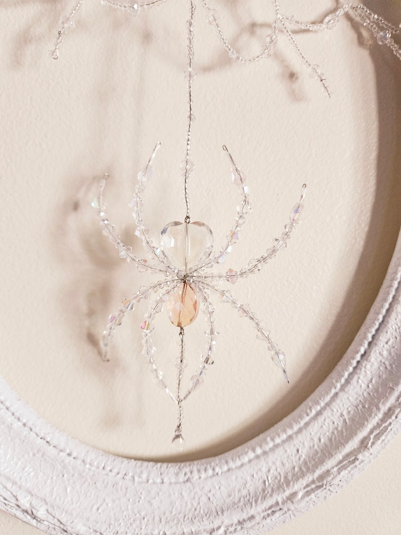 Pink Heart Beaded Spider Web Frame Wall Art | Gothic Wall Art, Witchy ...