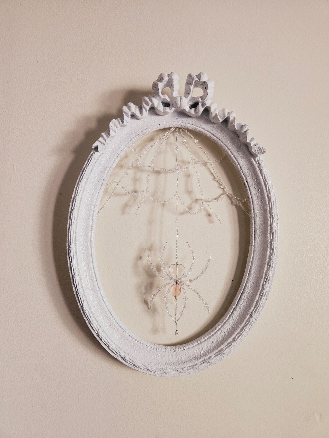 Pink Heart Beaded Spider Web Frame Wall Art | Gothic Wall Art, Witchy ...