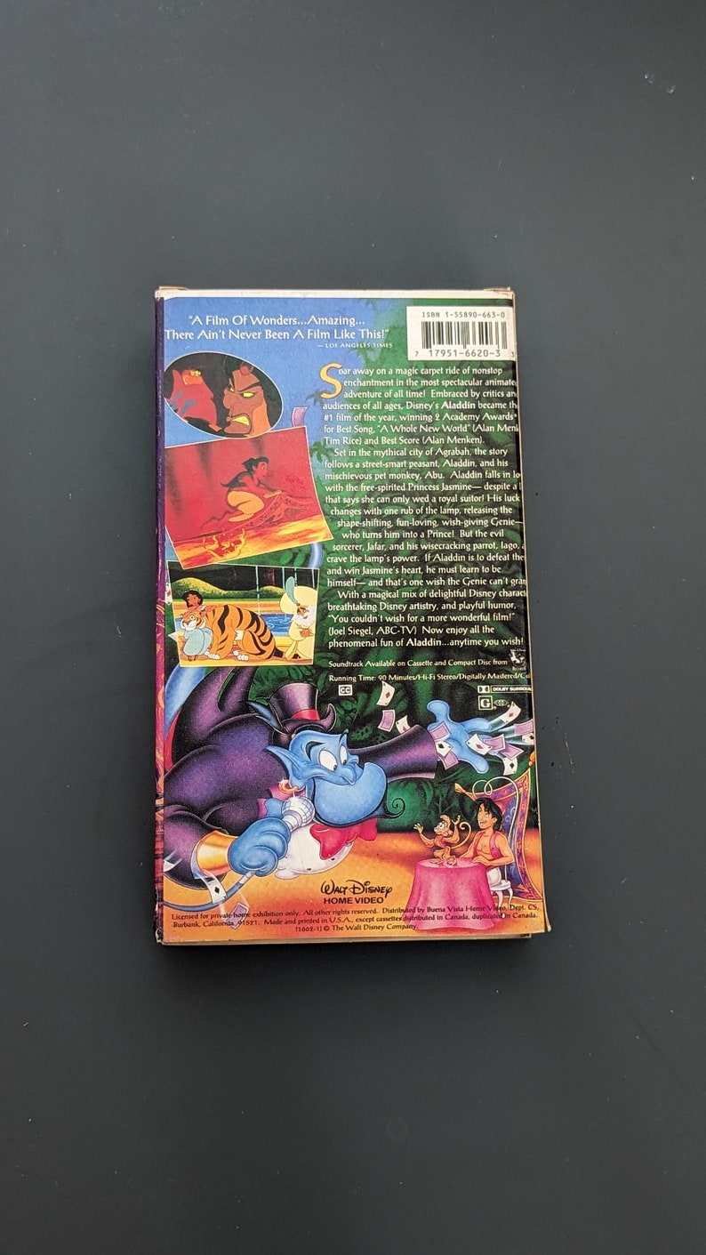 Aladdin VHS Tape Walt Disney Classics Diamond Edition Vintage ...