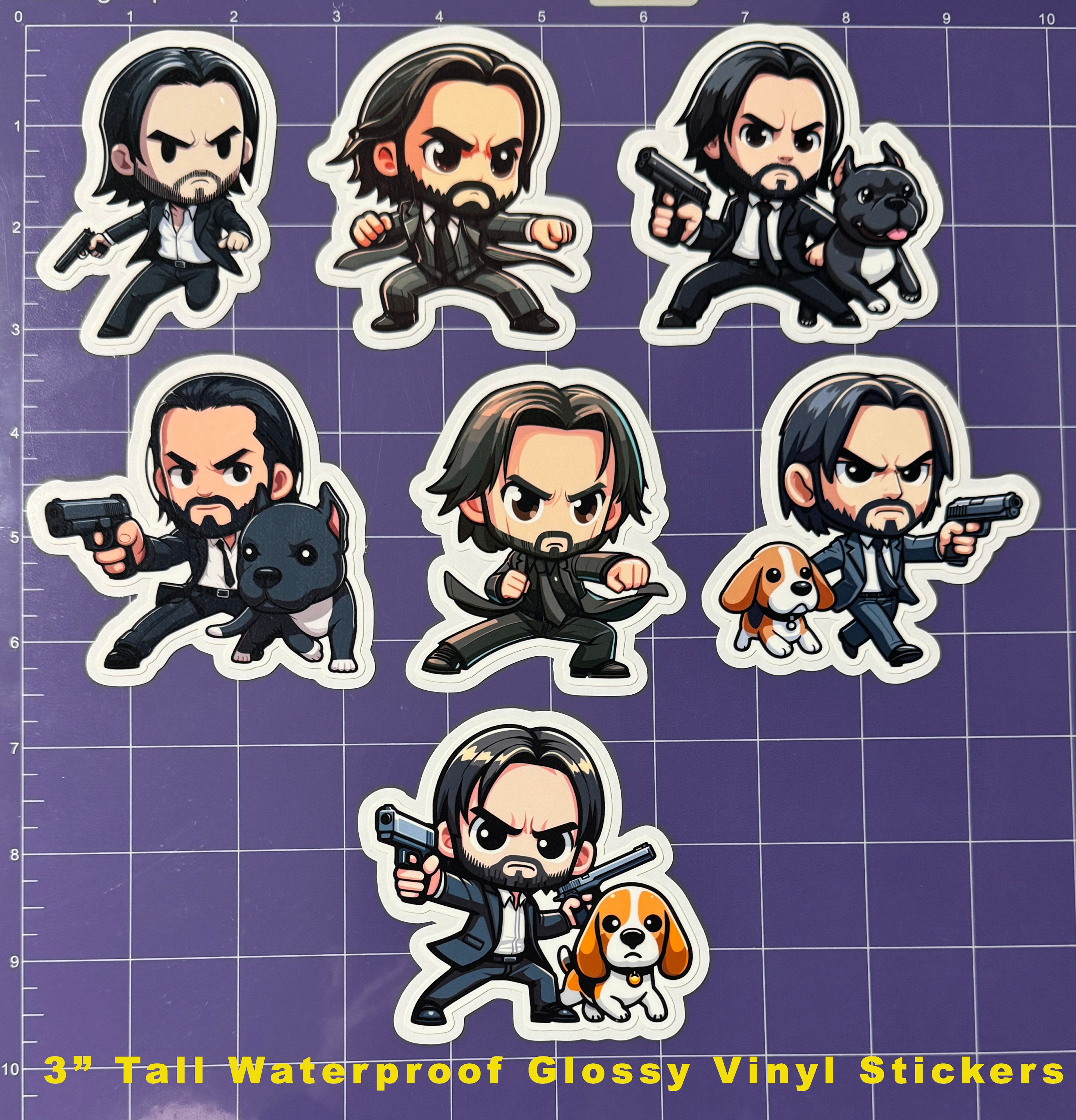 John Wick Stickers Glossy Waterproof Vinyl Stickers 7 Styles in the Set ...