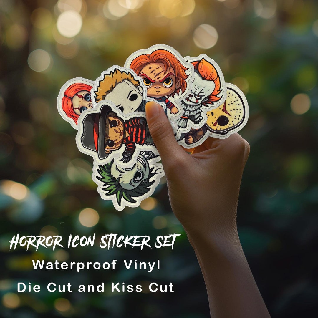 Horror Sticker Set of 12, Glossy Waterproof Vinyl Stickers Horror Movie ...