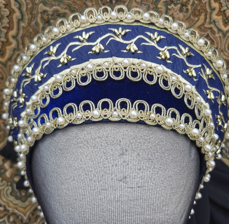 Blaue französische Haube Anne Boleyn Renaissance Hut Tudor - Etsy.de