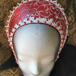 Red French Hood Anne Boleyn Renaissance Hat Tudor - Etsy