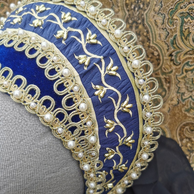 Blaue französische Haube Anne Boleyn Renaissance Hut Tudor - Etsy.de