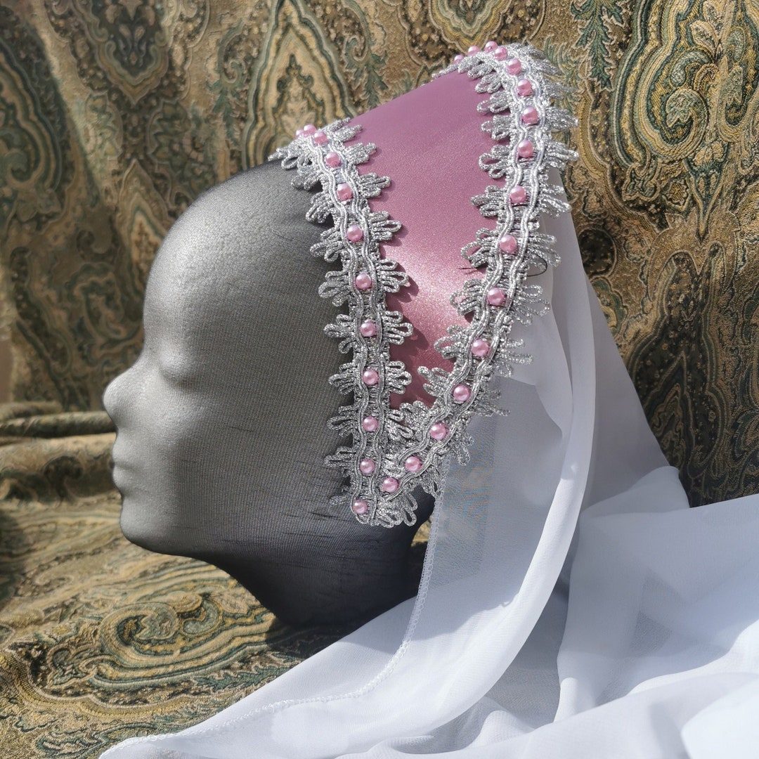 Pink French Hood Anne Boleyn Renaissance Hat Tudor - Etsy