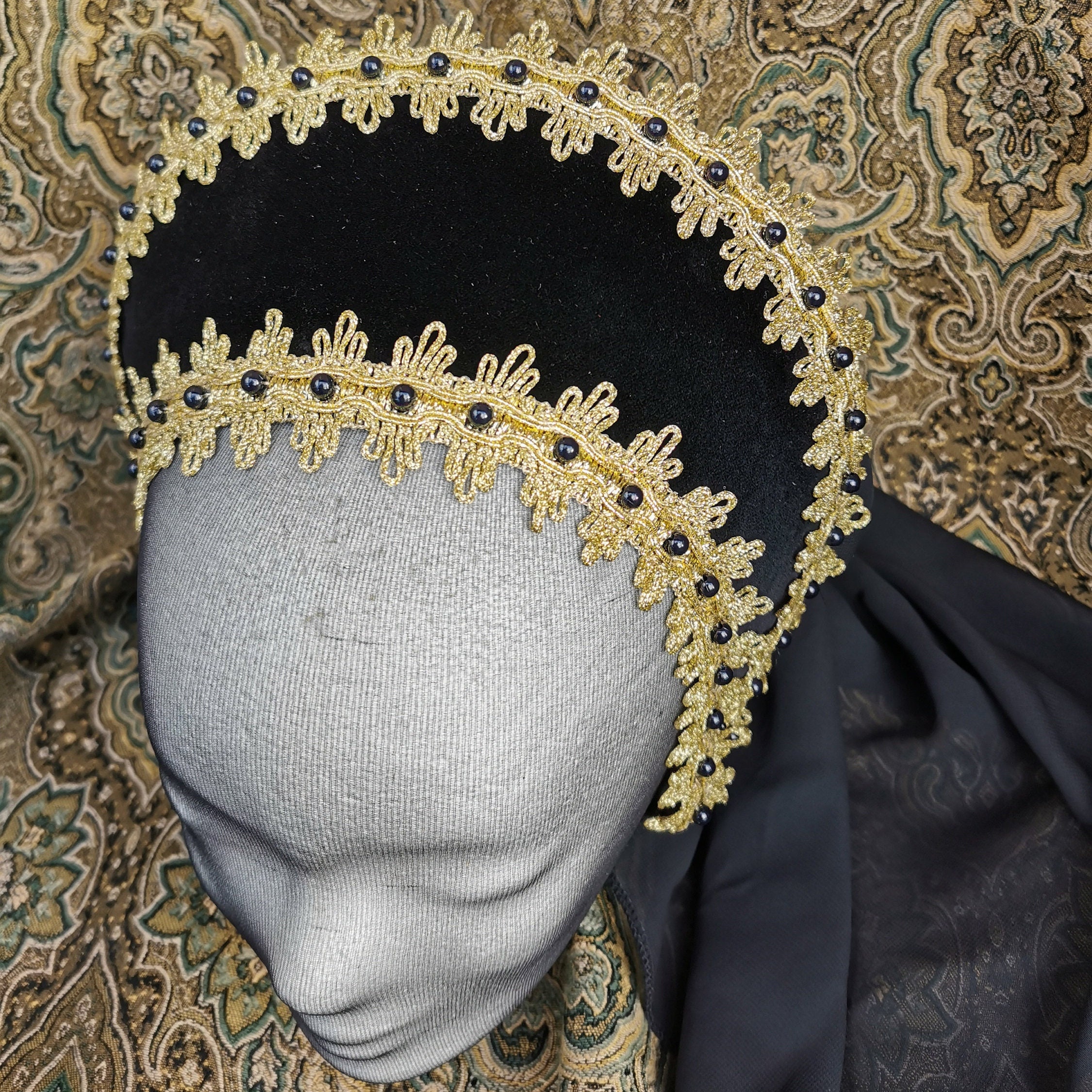 Black French Hood Anne Boleyn Renaissance Hat Tudor - Etsy