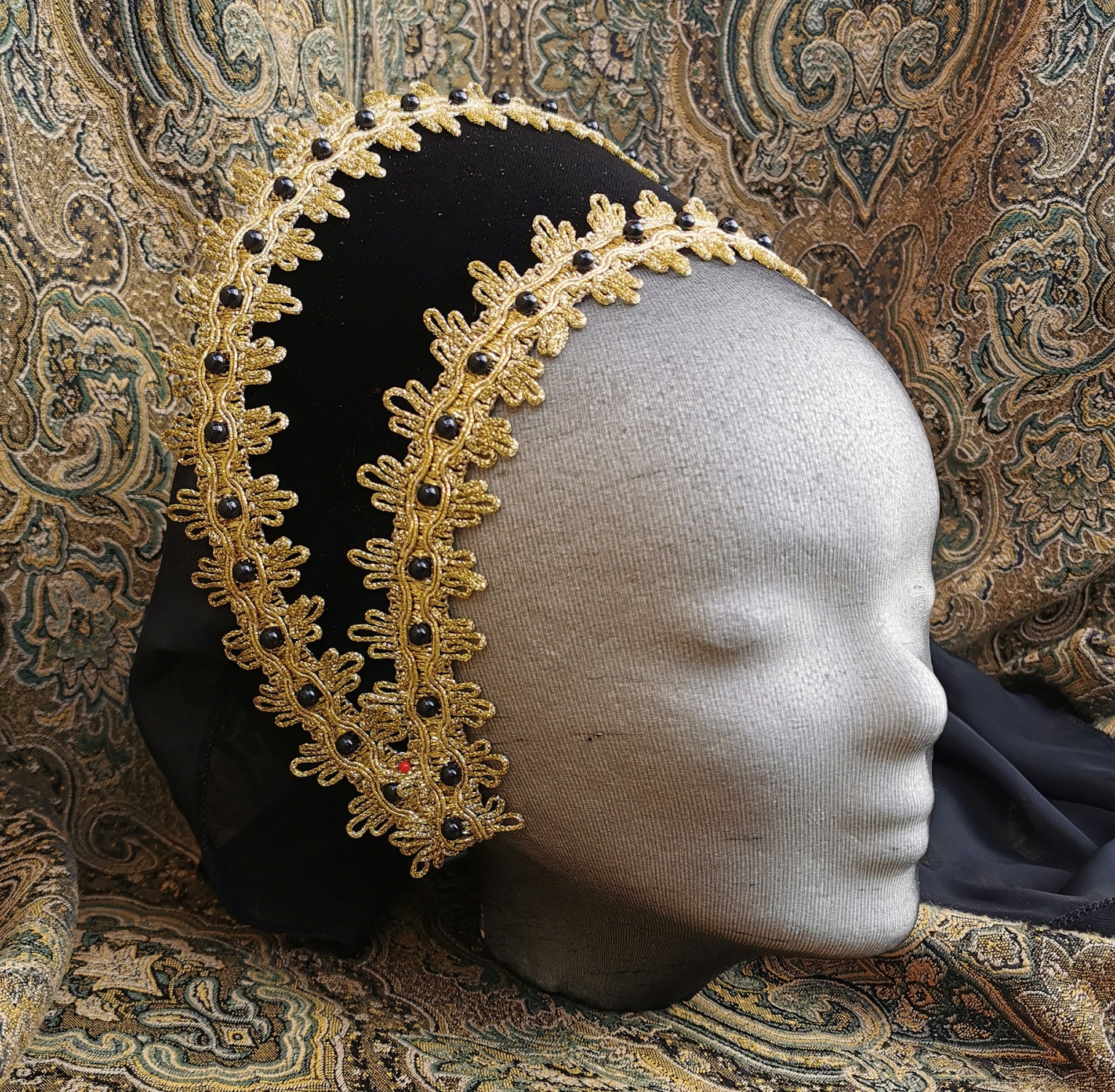 Black French Hood Anne Boleyn Renaissance Hat Tudor - Etsy