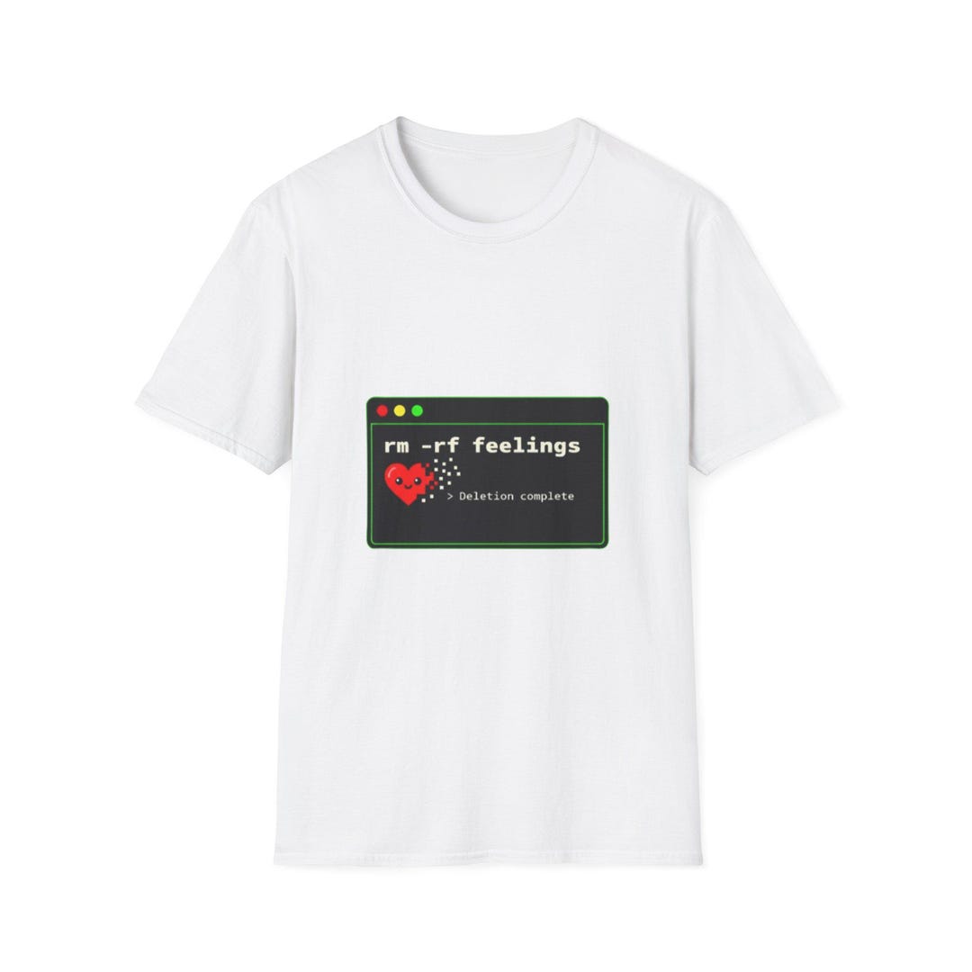 Rm -rf Feelings T-shirt | Coding Heart Terminal Design - Etsy