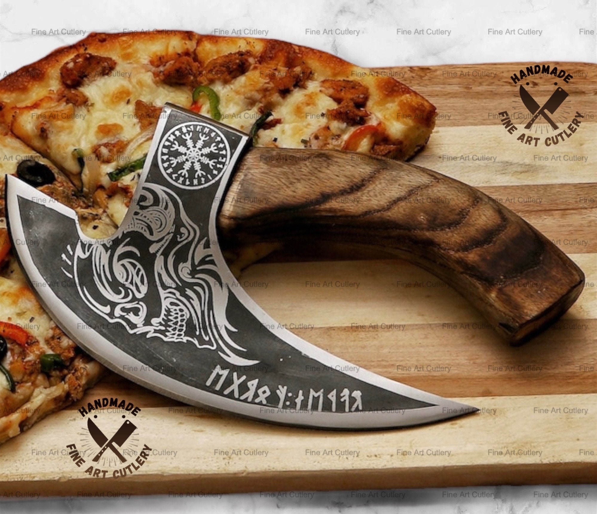 The Original Custom Hand Forged Pizza Axe , Viking Bearded Camping Axe ...