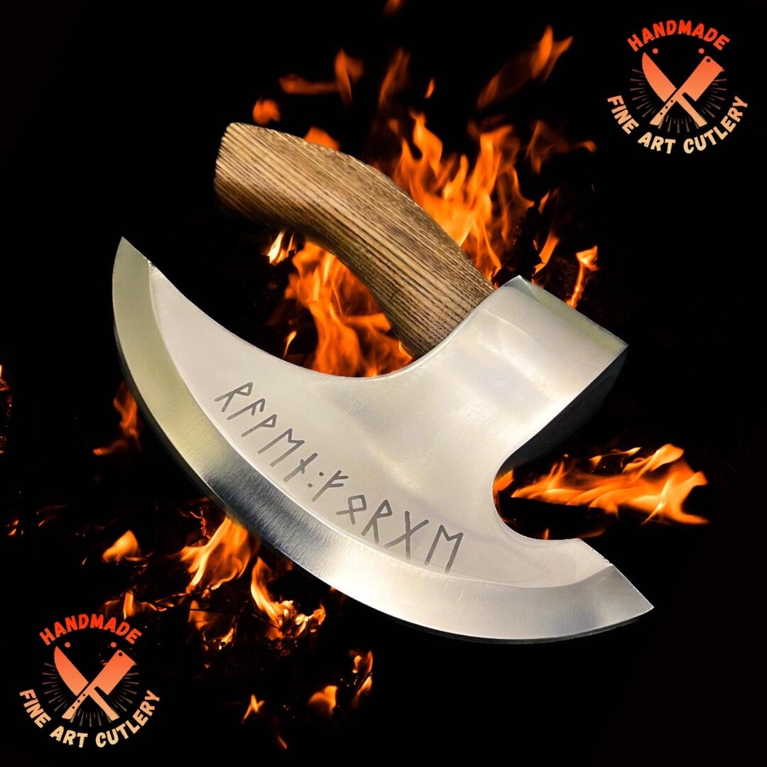 Damascus Pizza Cutter Axe: Unique Kitchen Gadget, Medieval Style - Etsy