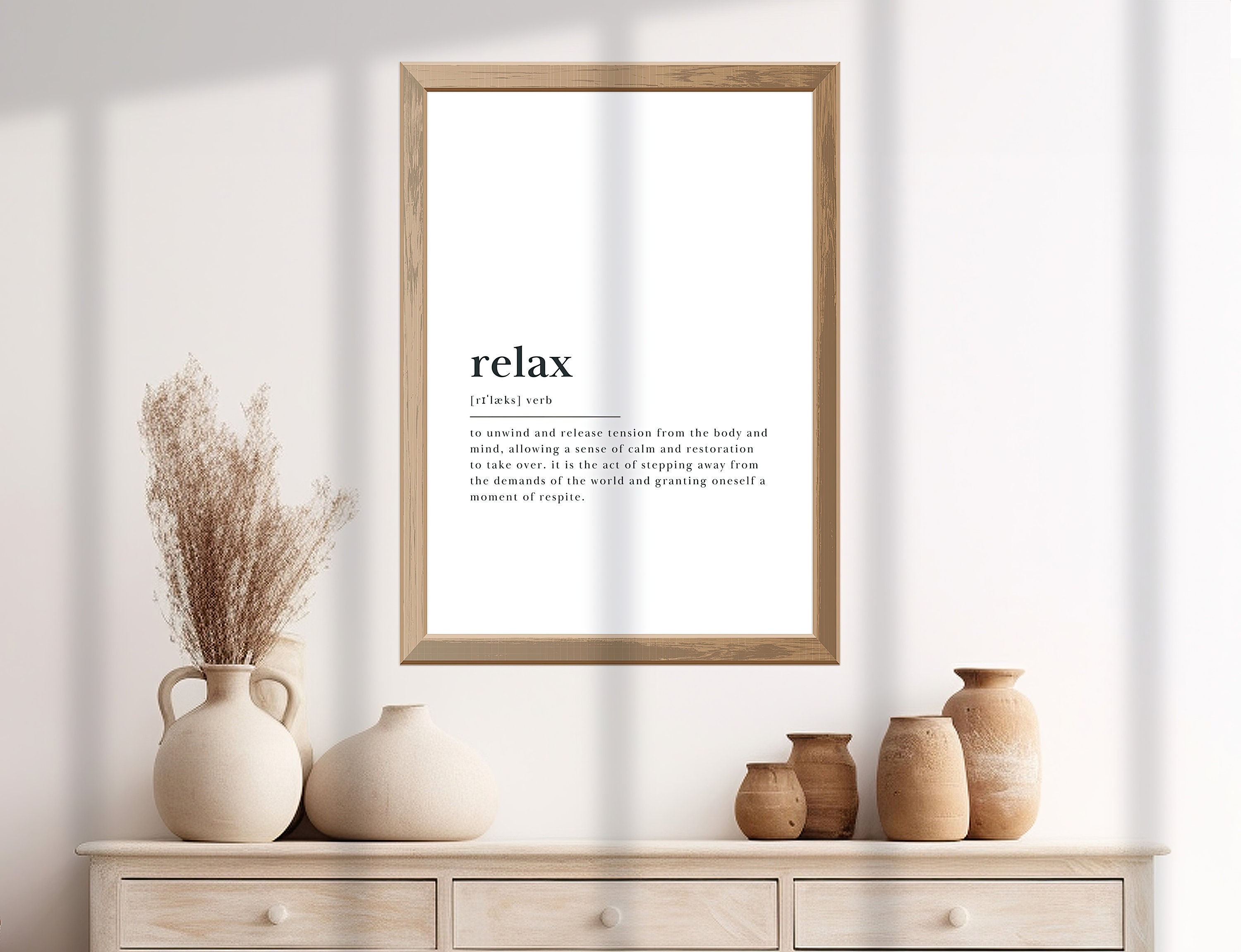 Relax Definition Print, Text Wall Art, Minimalist Poster Wall Decor ...