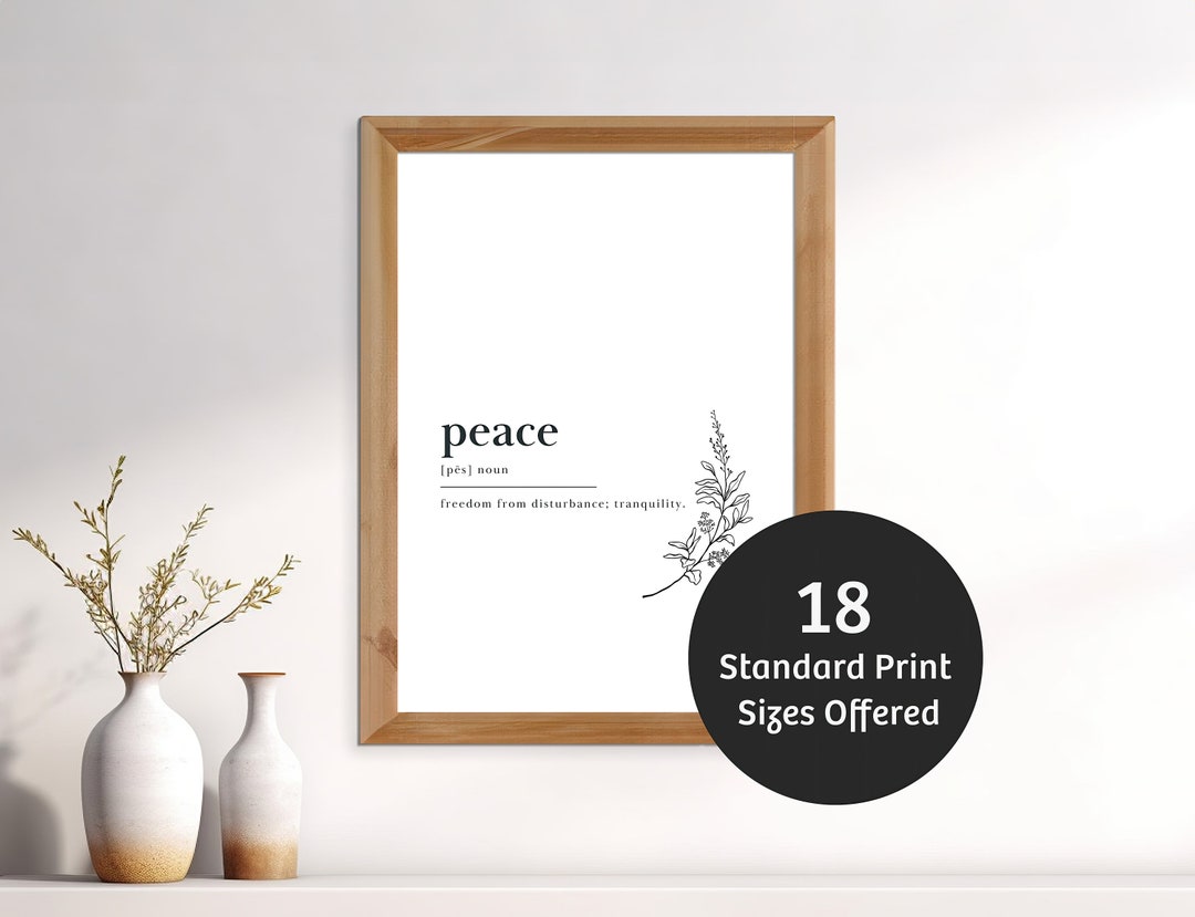 Peace Definition Print, Text Wall Art, Minimalist Poster Wall Decor ...