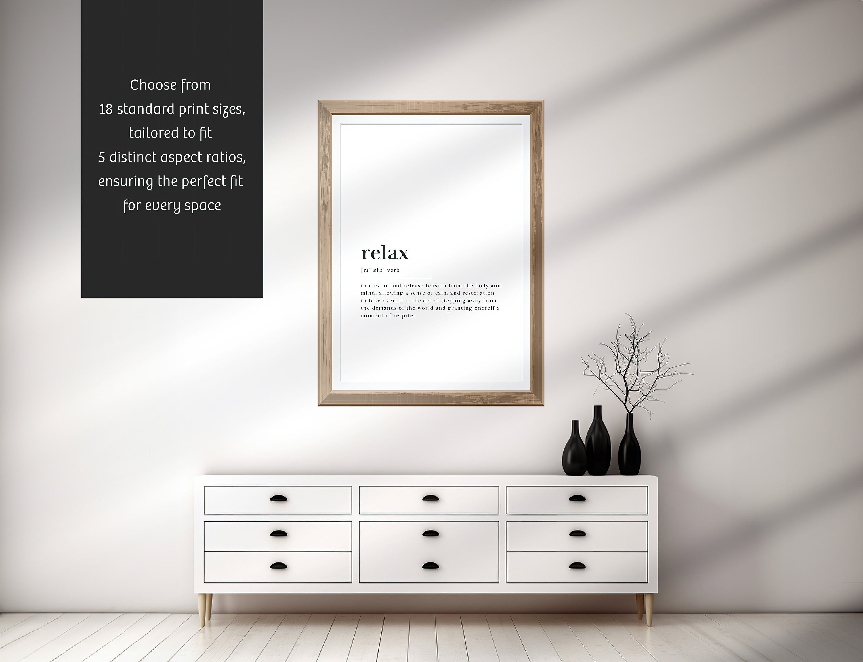 Relax Definition Print, Text Wall Art, Minimalist Poster Wall Decor ...