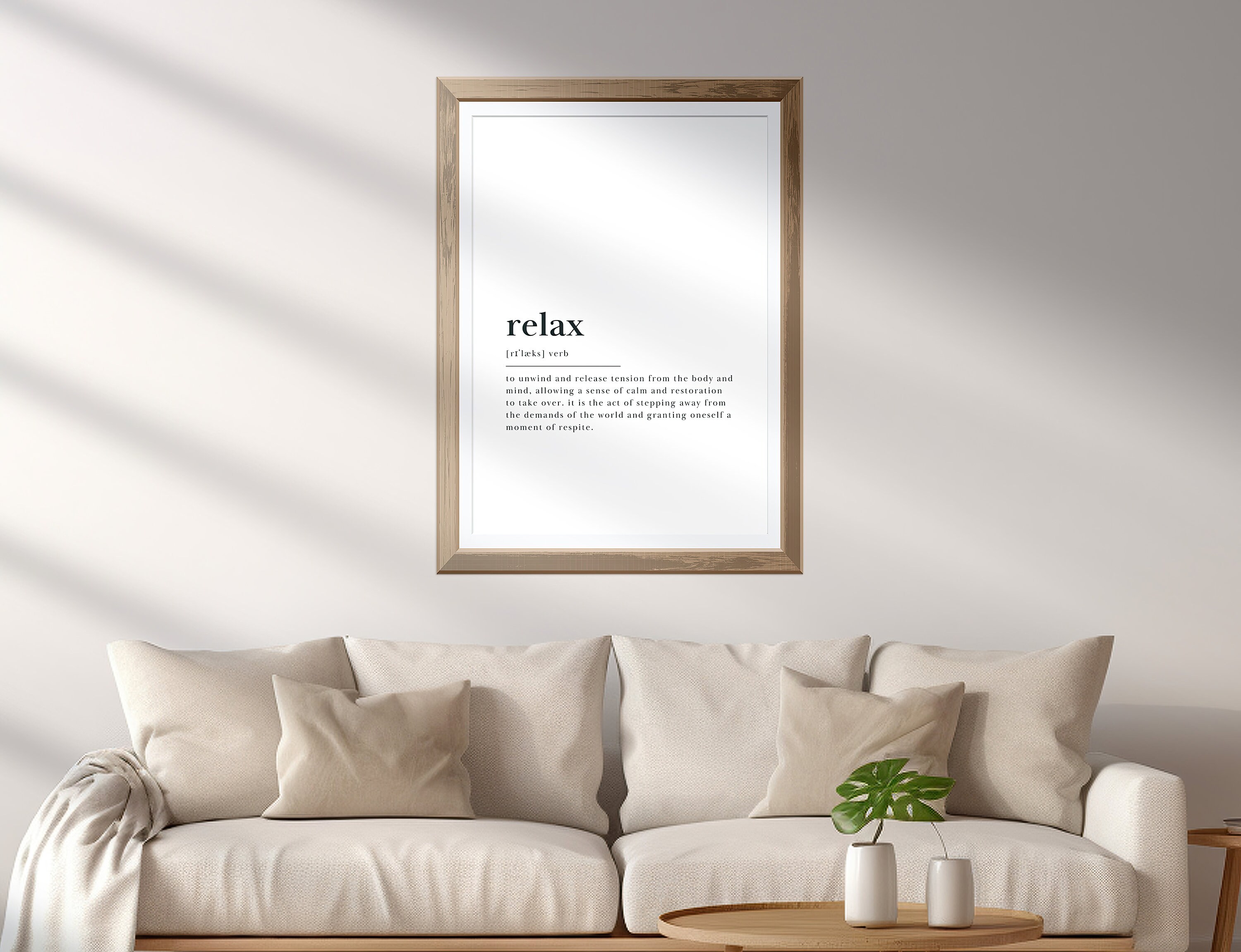 Relax Definition Print, Text Wall Art, Minimalist Poster Wall Decor ...