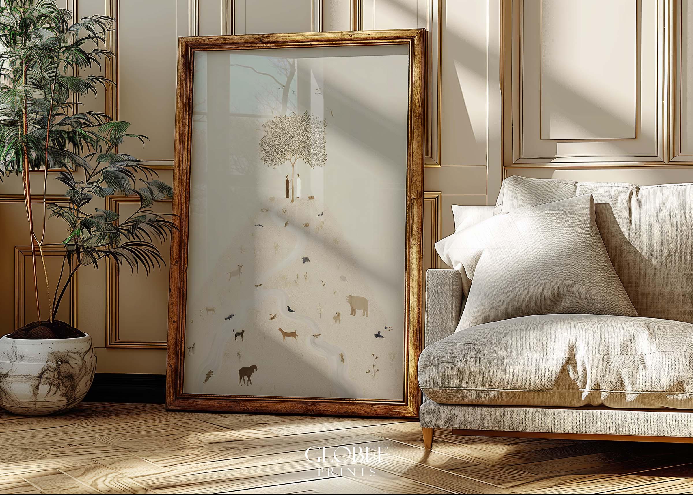 Adam and Eve Art Print: Garden of Eden Religious Decor (digital ...