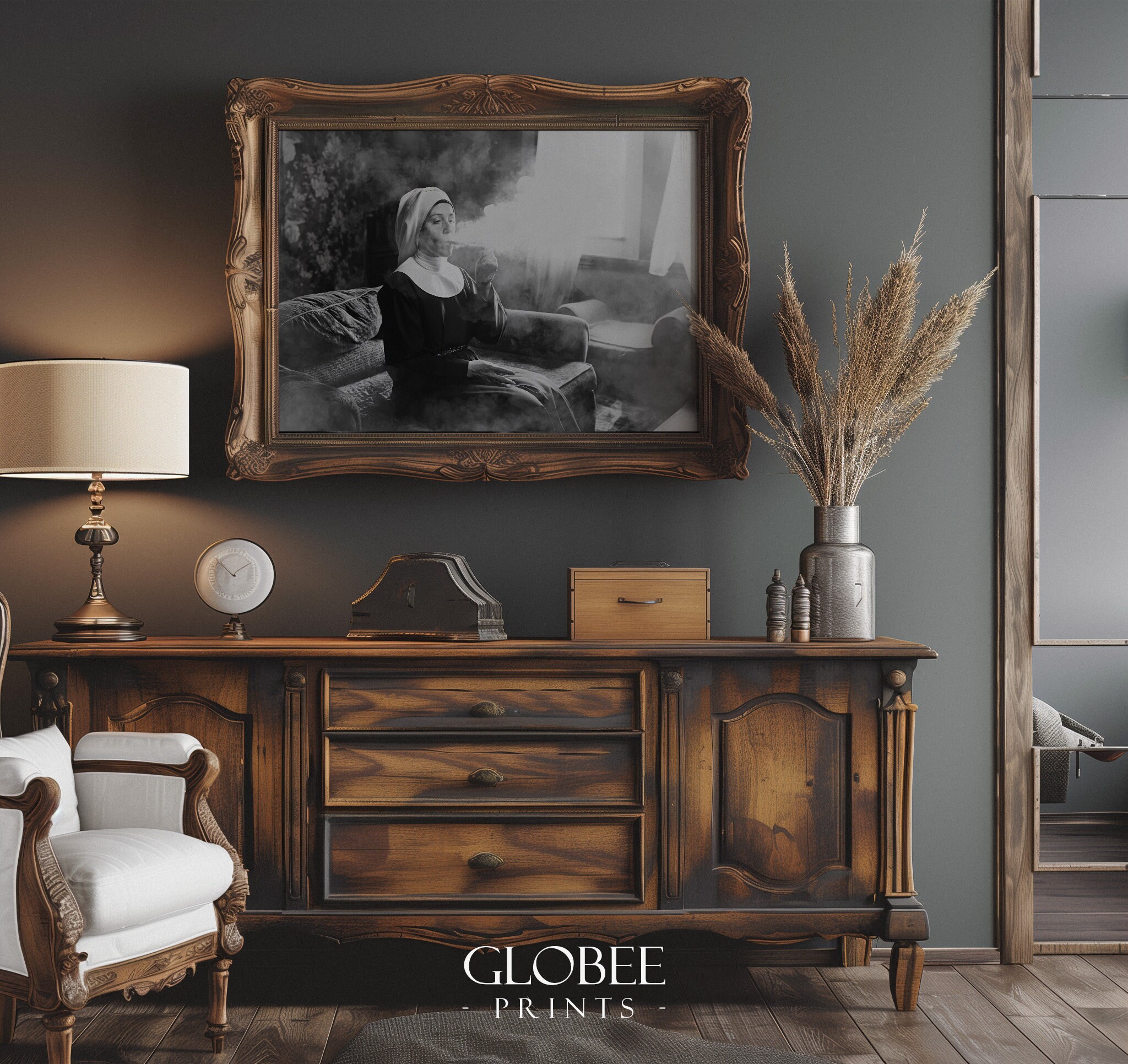 Nun Hotboxing A Room 1920s Vintage Black and White Art Vintage Wall Art ...