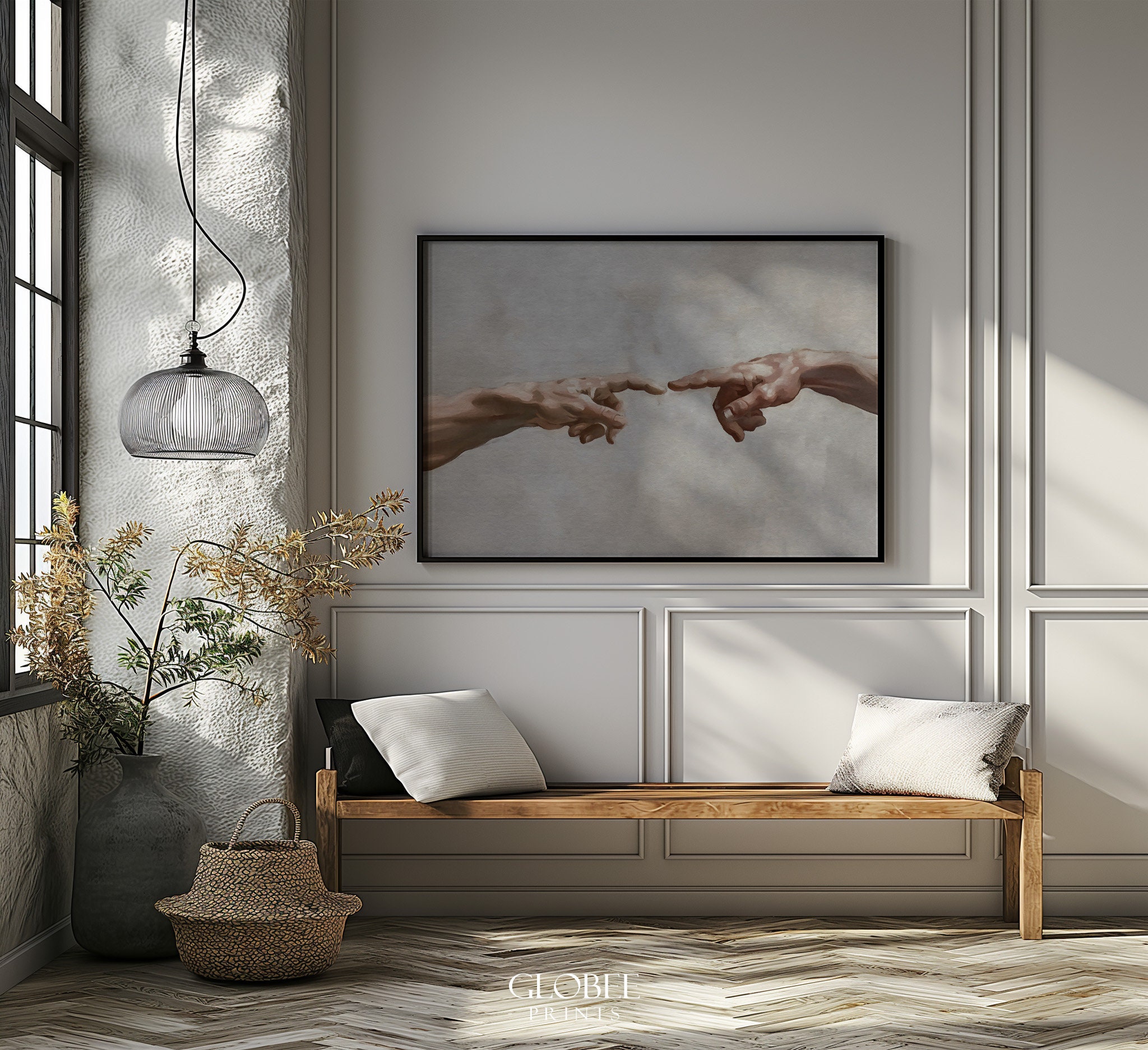 The Creation of Adam Remastered Oil Panting by Michelangelo Christian ...