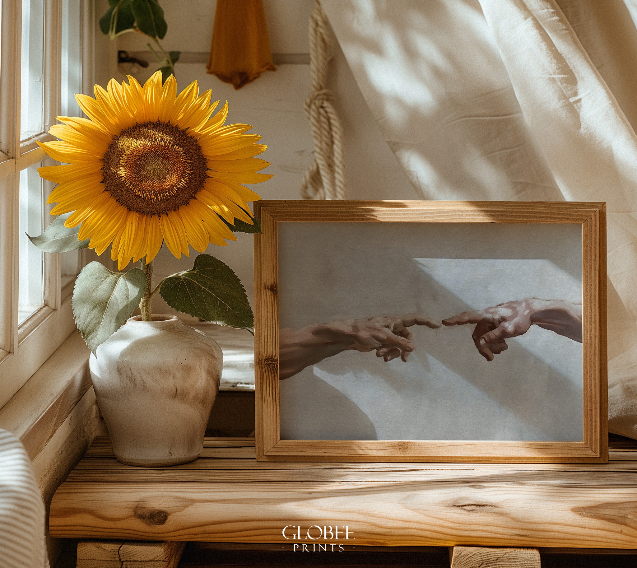 The Creation of Adam Remastered Oil Panting by Michelangelo Christian ...