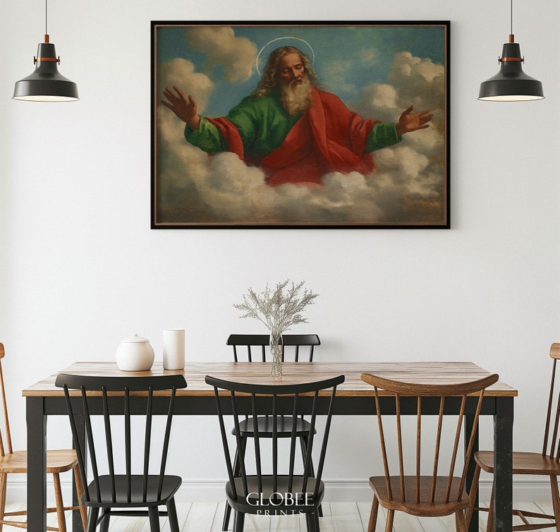 God the Father Vintage Oil Painting - Religious Wall Art (digital ...