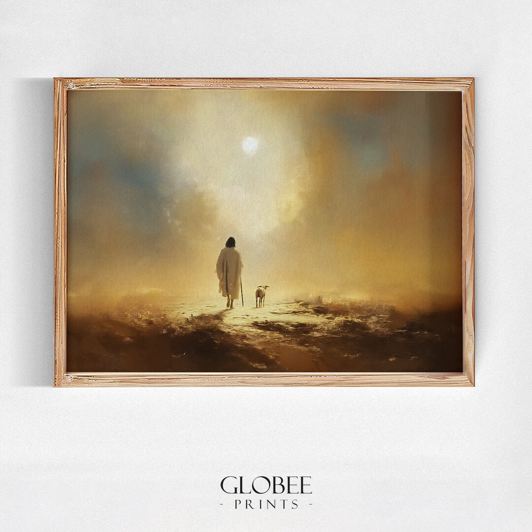 Lost Sheep Print: Jesus the Good Shepherd, Retro Religious Art (digital ...