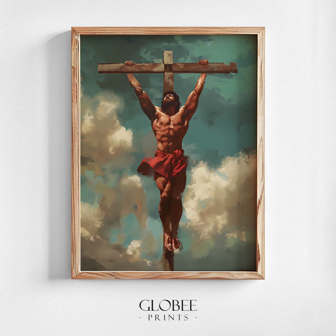 Calisthenics Jesus Portrait Jesus Doing Pull-ups Religion Day Decor ...