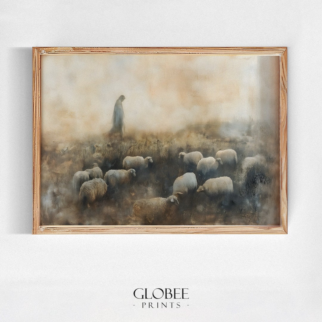 Jesus With the Sheep Religion Day Decor Religious Gift Jesus Good ...