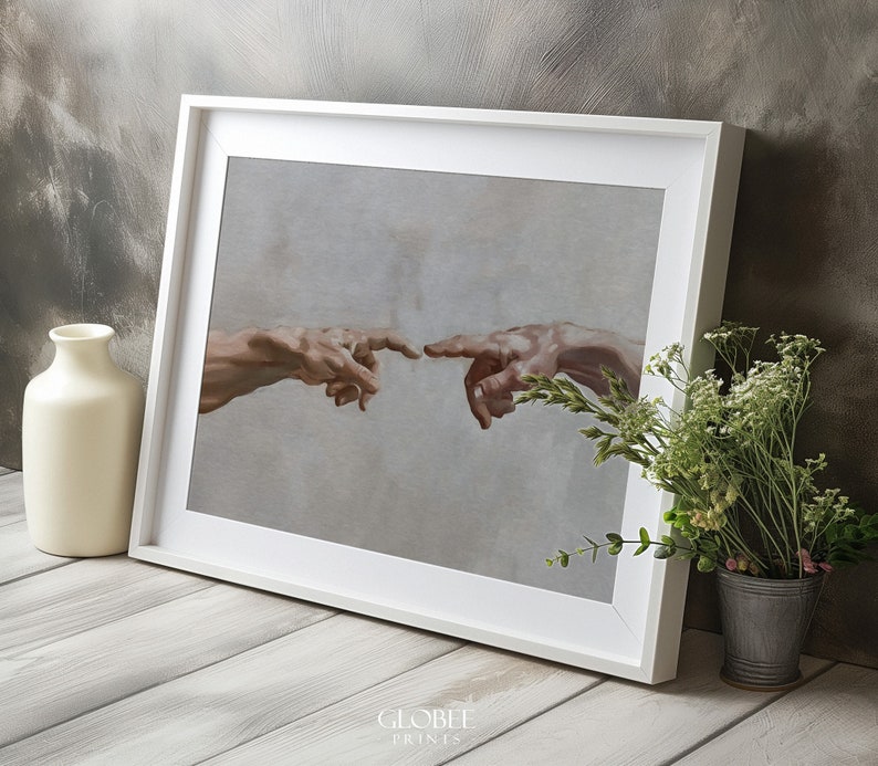 The Creation of Adam Remastered Oil Panting by Michelangelo Christian ...