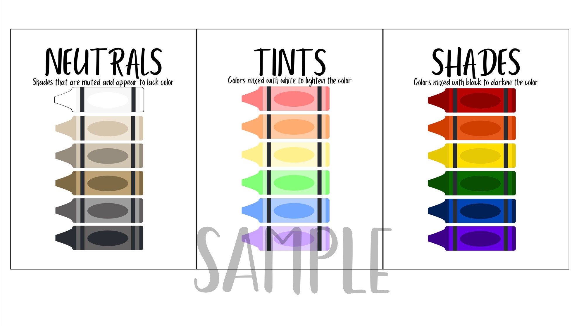 Color Wheel and Color Theory Poster Bundle - Etsy