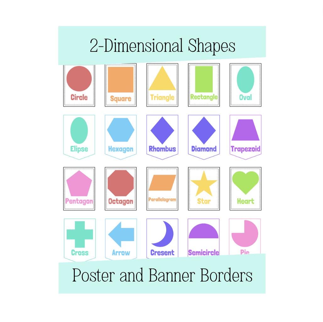Bright Modern 2D and 3D Shape Posters for Classroom Decor - Etsy