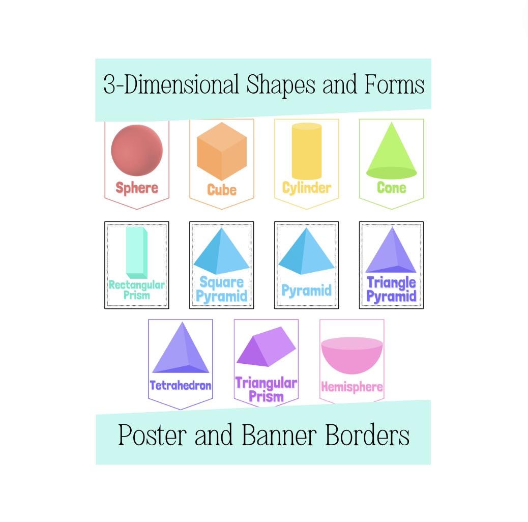 Bright Modern 2D and 3D Shape Posters for Classroom Decor - Etsy