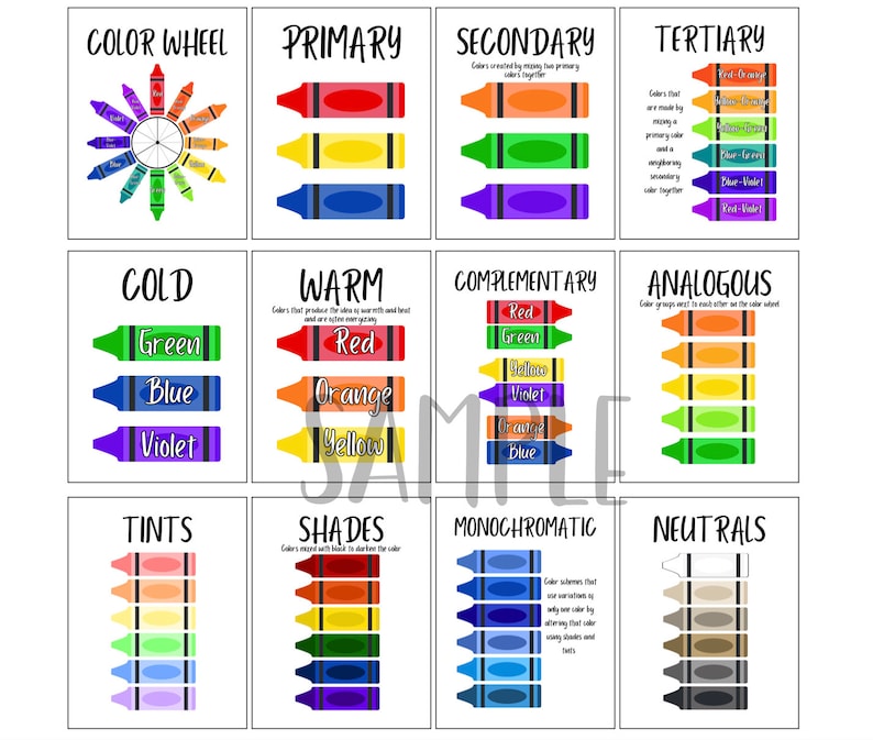 Color Wheel and Color Theory Poster Bundle - Etsy