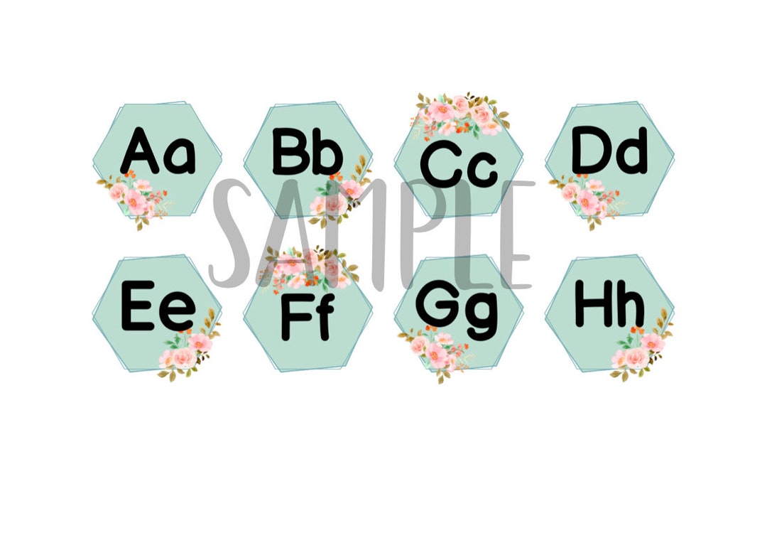 Green Floral Alphabet Decor - Etsy