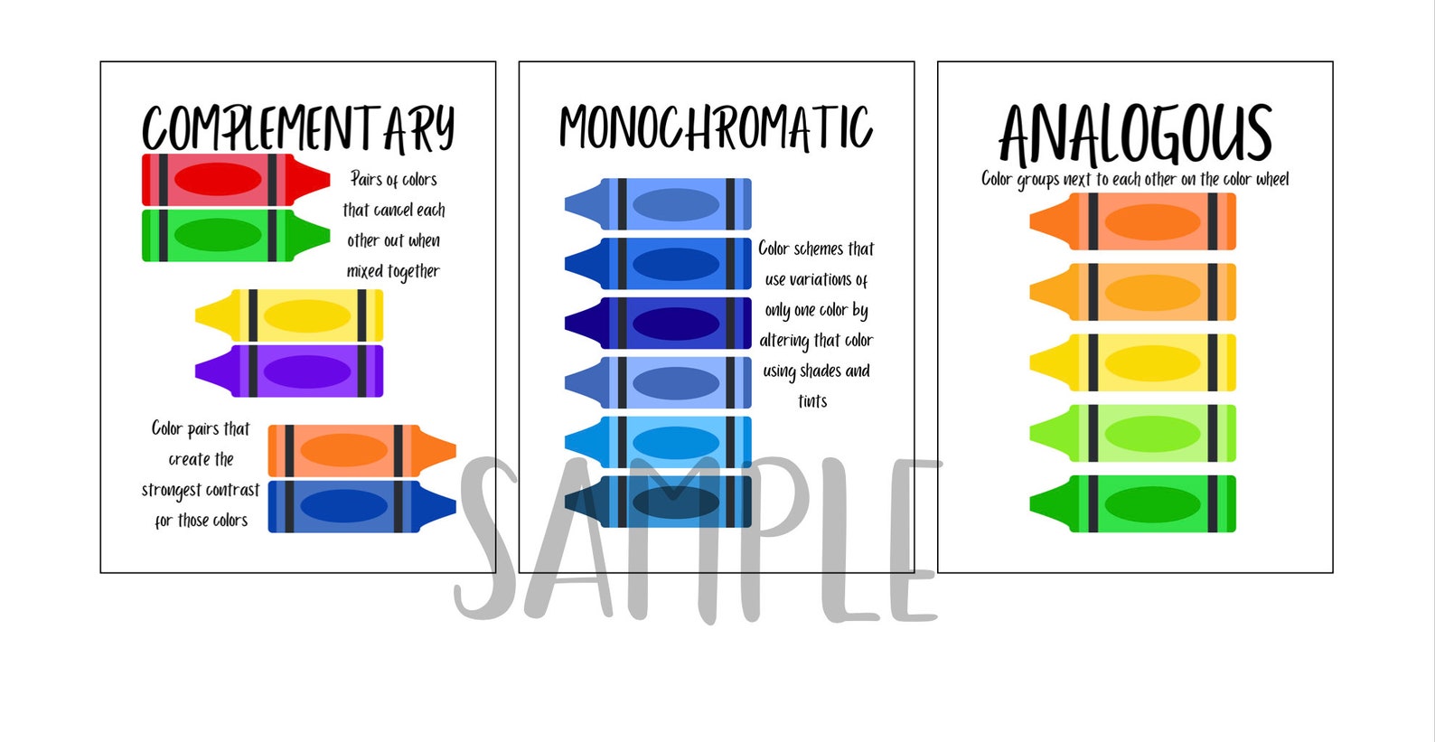 Color Wheel and Color Theory Poster Bundle - Etsy