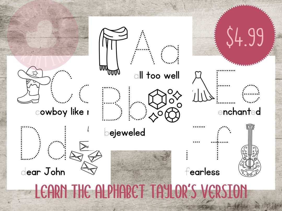 Swiftie Alphabet Printable Learn the Abcs Taylor's Version Trace the ...